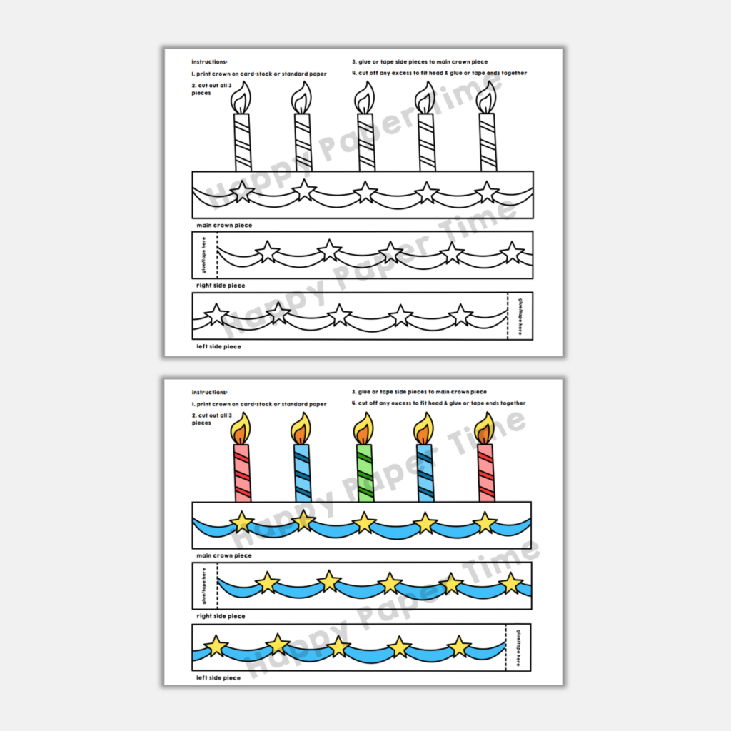 Birthday Cake Paper Crown Printable Coloring Craft | Made By Teachers