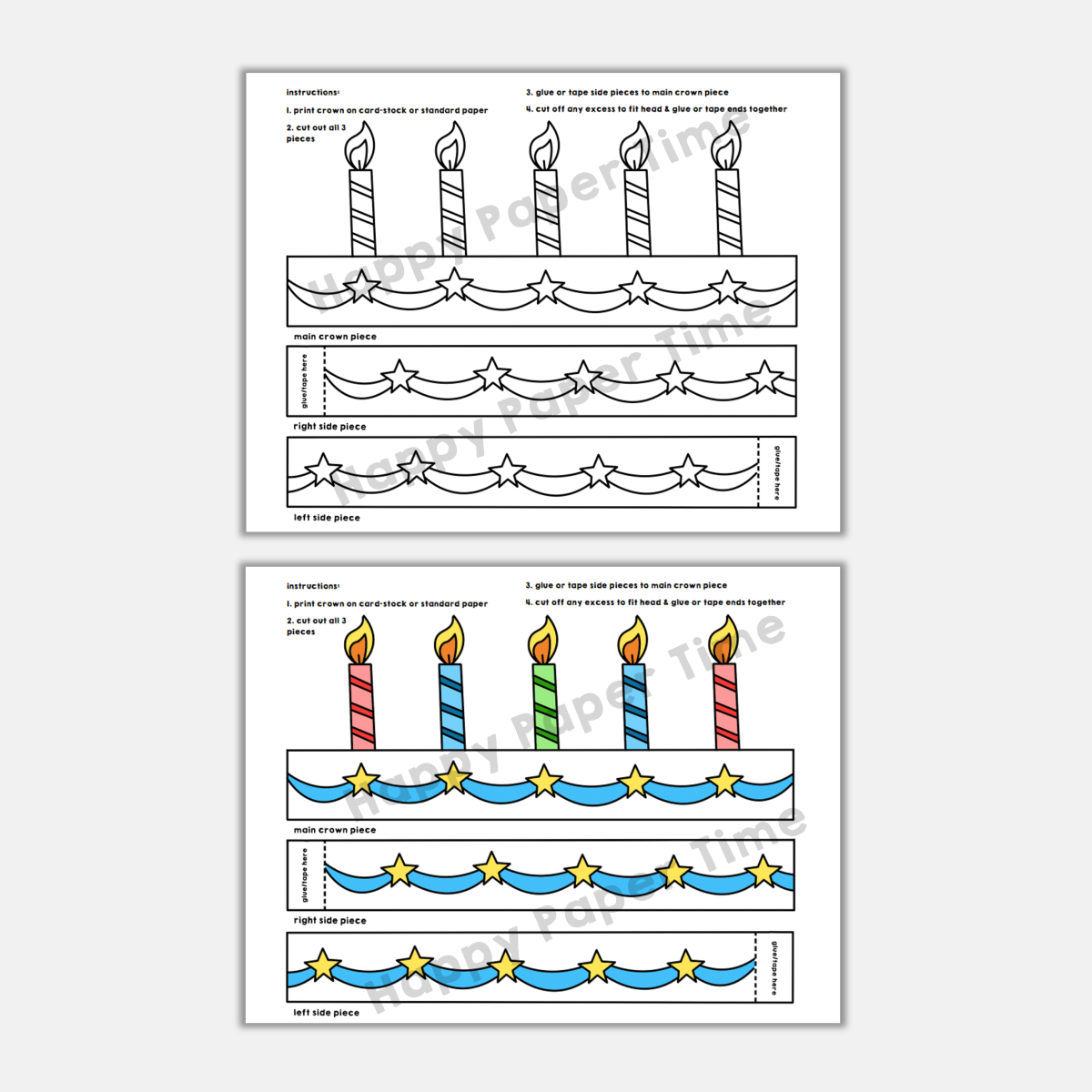 Birthday Cake Paper Crown Printable Coloring Craft | Made By Teachers