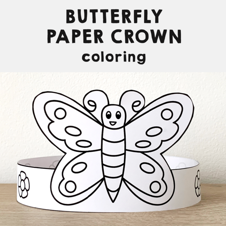 Butterfly Paper Crown Printable Coloring Craft | Made By Teachers