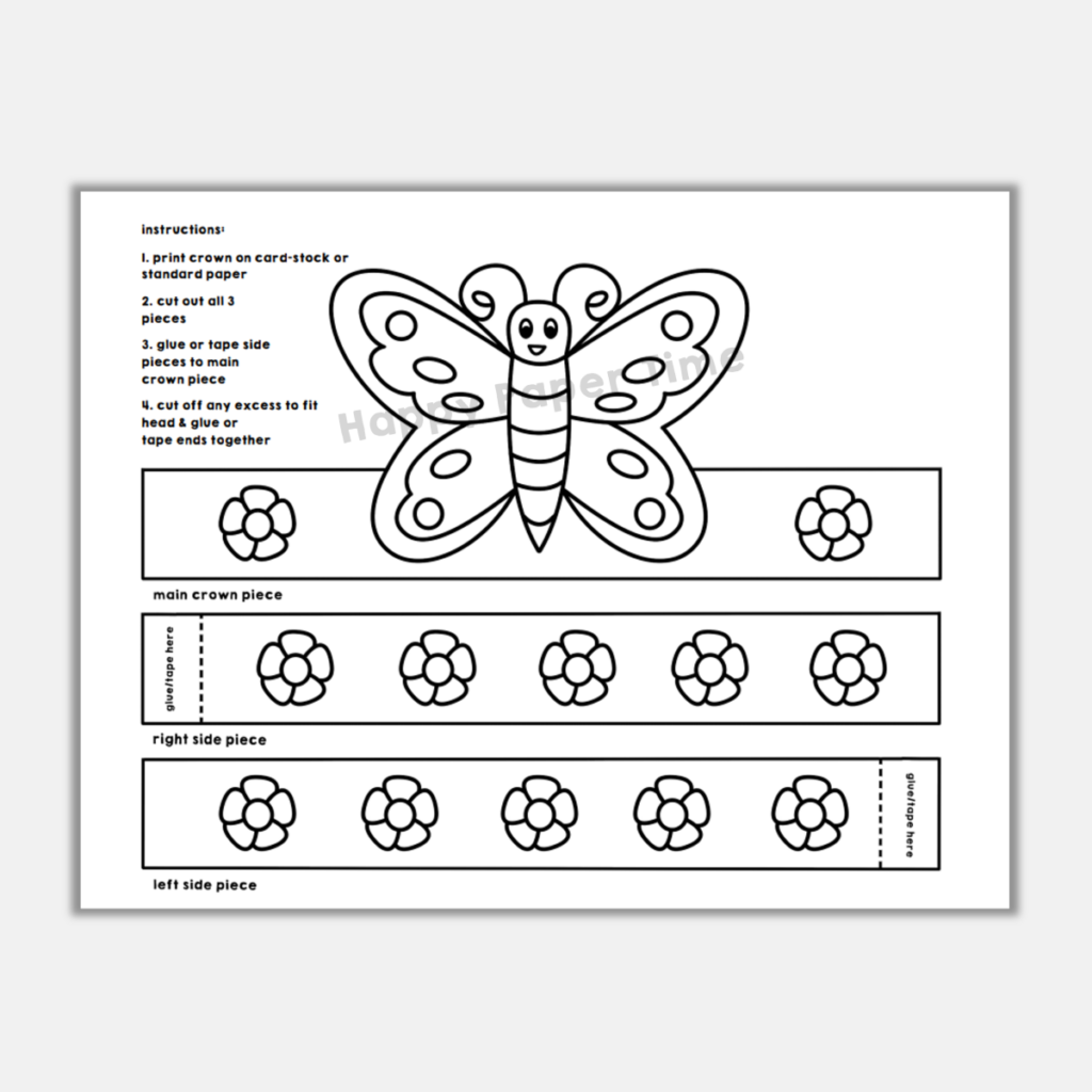 Butterfly Paper Crown Printable Coloring Craft | Made By Teachers