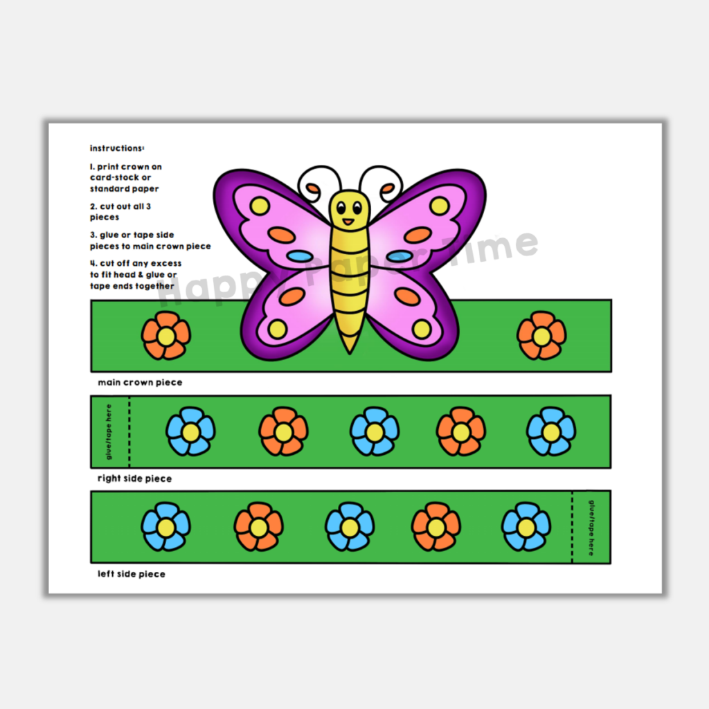 Butterfly Paper Crown Printable Costume Craft | Made By Teachers