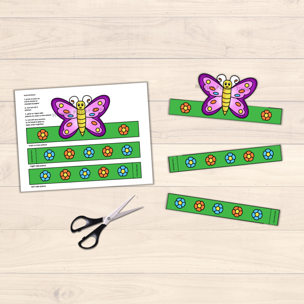 Butterfly Paper Crown Printable Costume Craft | Made By Teachers