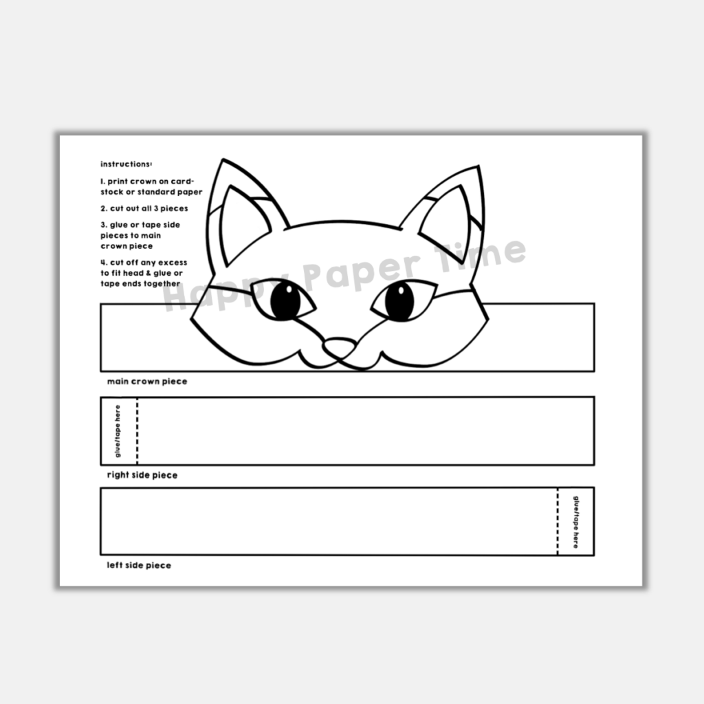 Fox Paper Crown Printable Coloring Craft | Made By Teachers