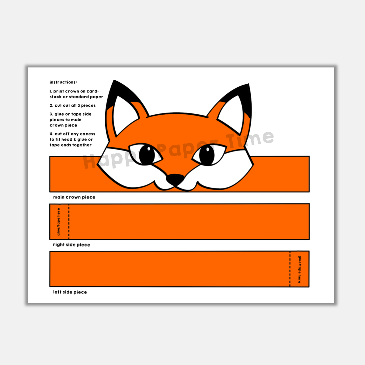 Fox Paper Crown Printable Costume Craft | Made By Teachers