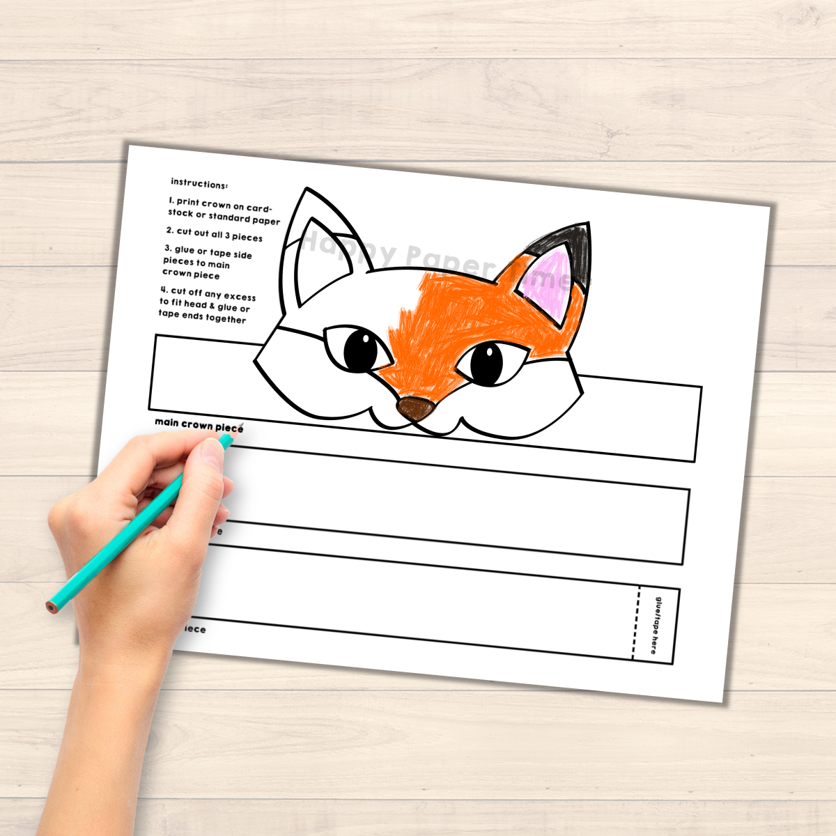 Fox Paper Crowns Printable Coloring Craft - Made By Teachers