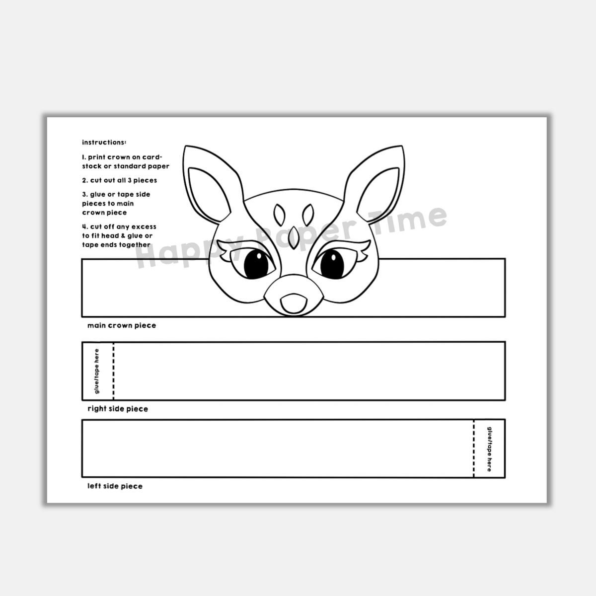 Deer Paper Crown Printable Coloring Craft | Made By Teachers