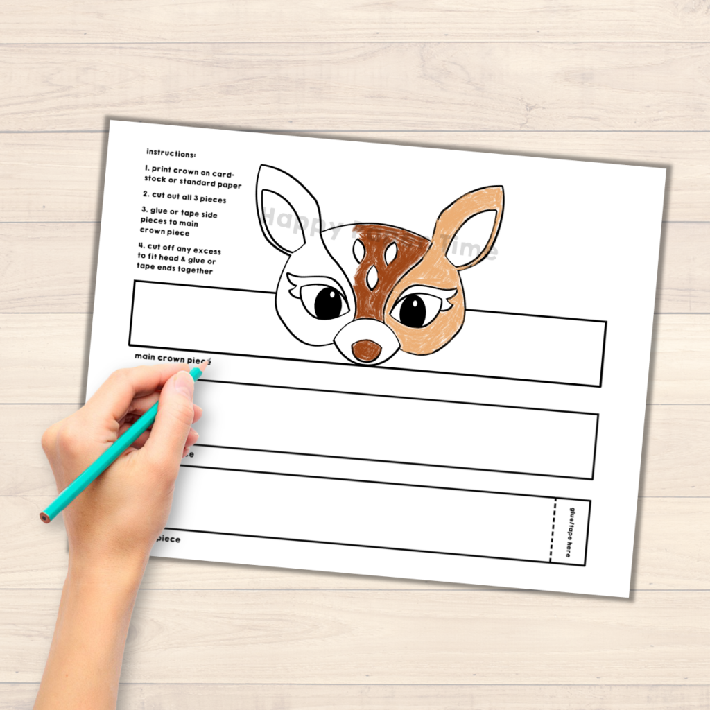 Deer Paper Crown Printable Coloring Craft | Made By Teachers