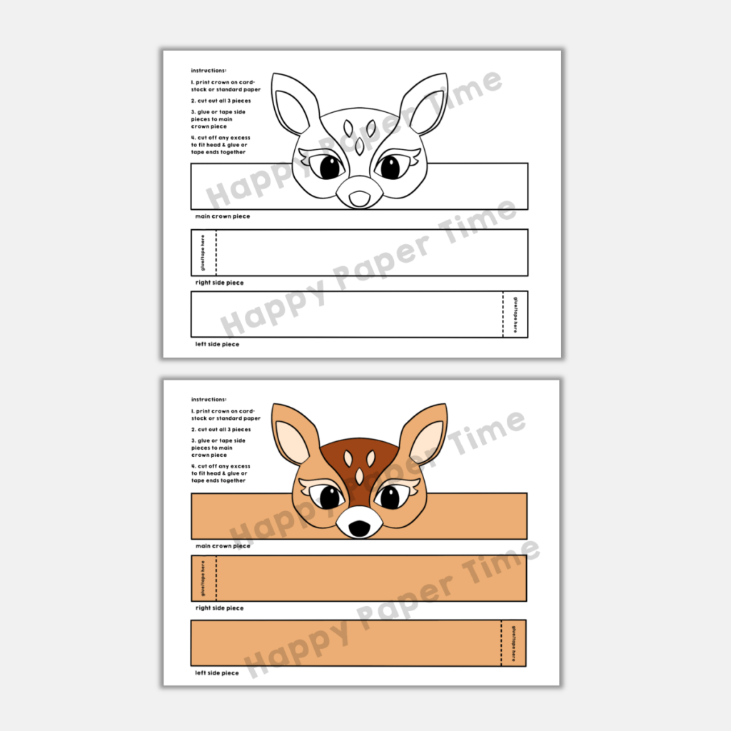 Deer Paper Crowns Printable Coloring Craft - Made By Teachers