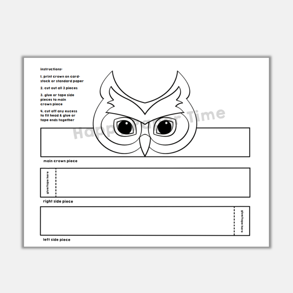 Owl Paper Crown Printable Coloring Craft | Made By Teachers