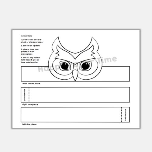 Owl Paper Crown Printable Coloring Craft | Made By Teachers