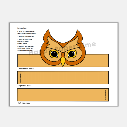 Owl Paper Crown Printable Costume Craft | Made By Teachers