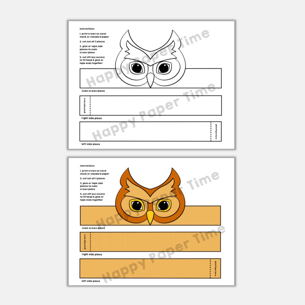 Owl Paper Crowns Printable Coloring Craft | Made By Teachers