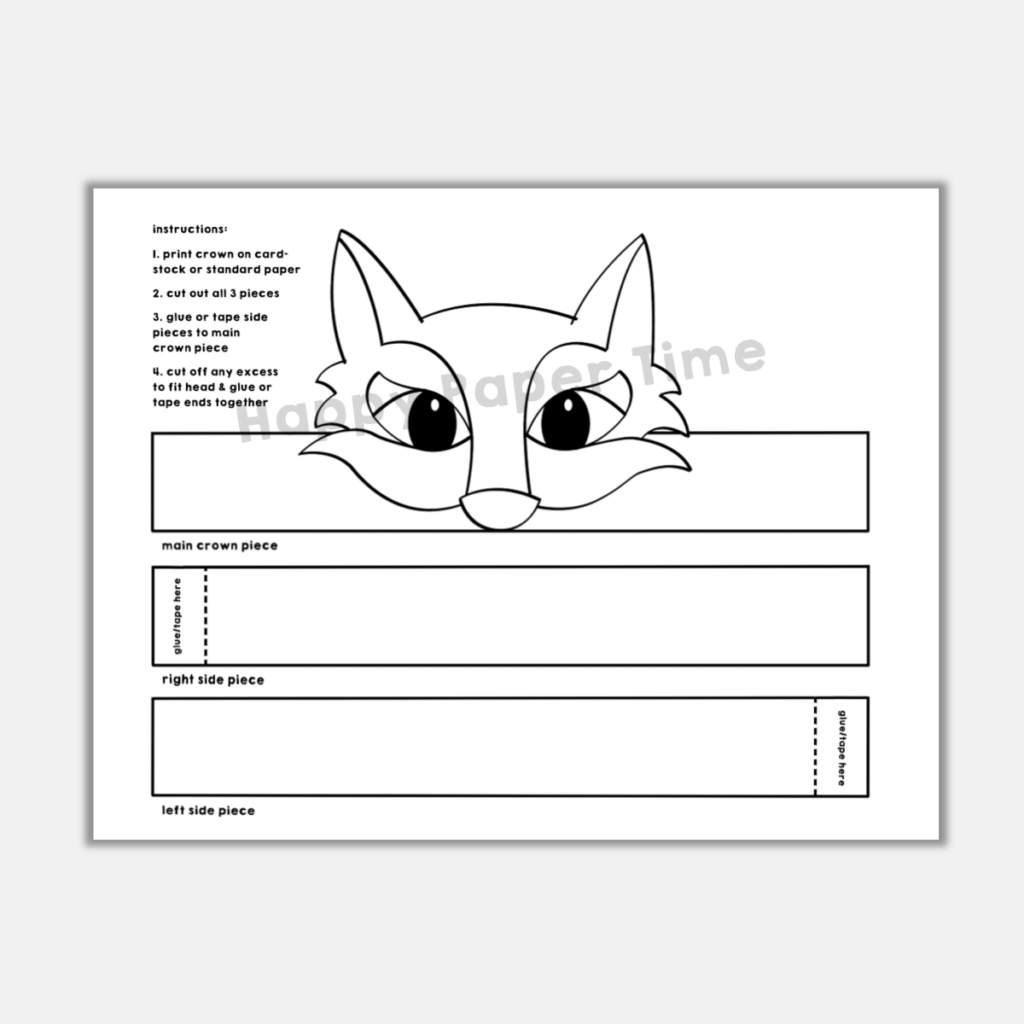 Wolf Paper Crown Printable Coloring Craft - Made By Teachers