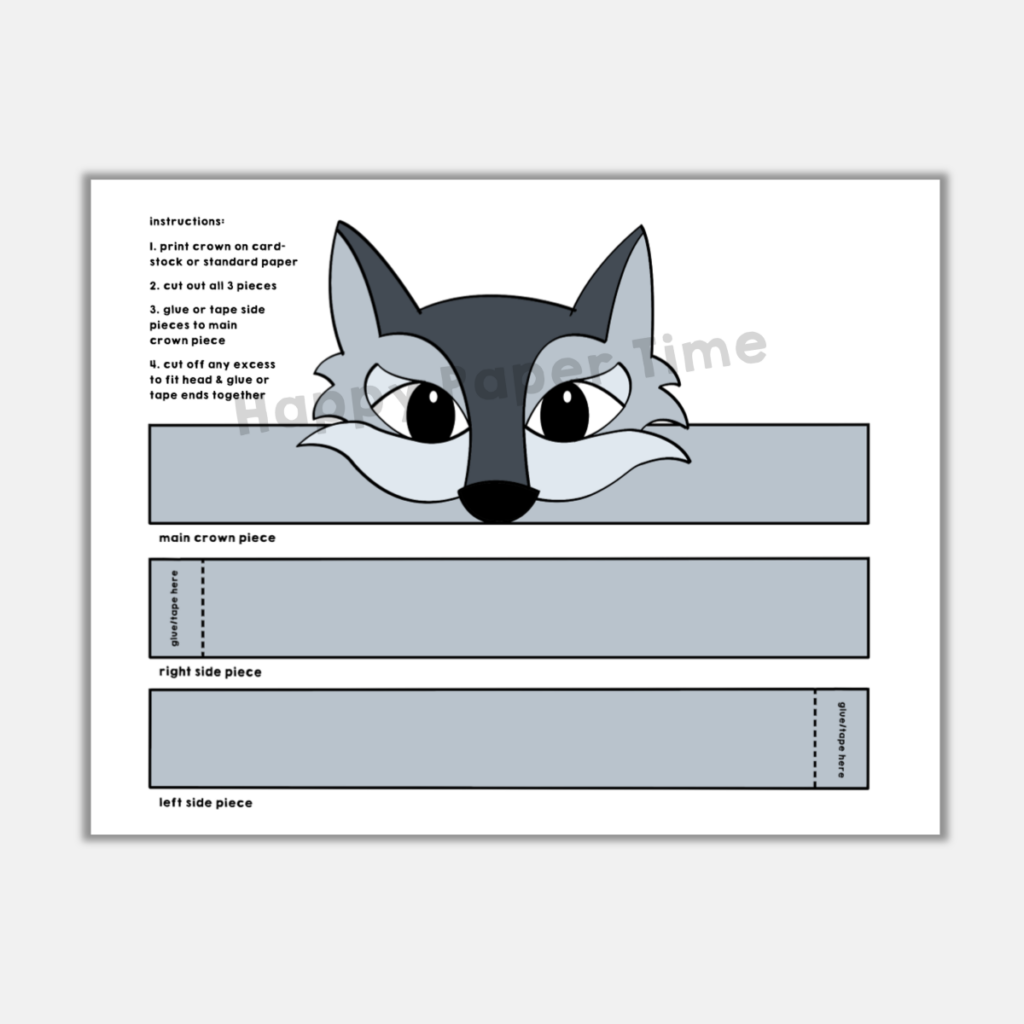 Wolf Paper Crown Printable Costume Craft | Made By Teachers