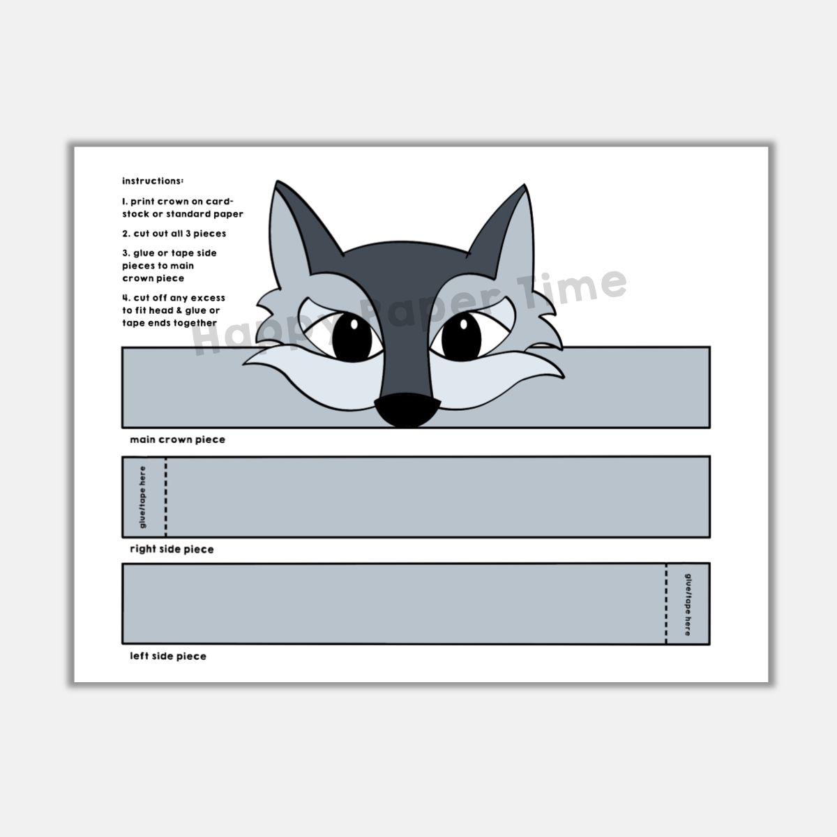 Wolf Paper Crown Printable Costume Craft | Made By Teachers