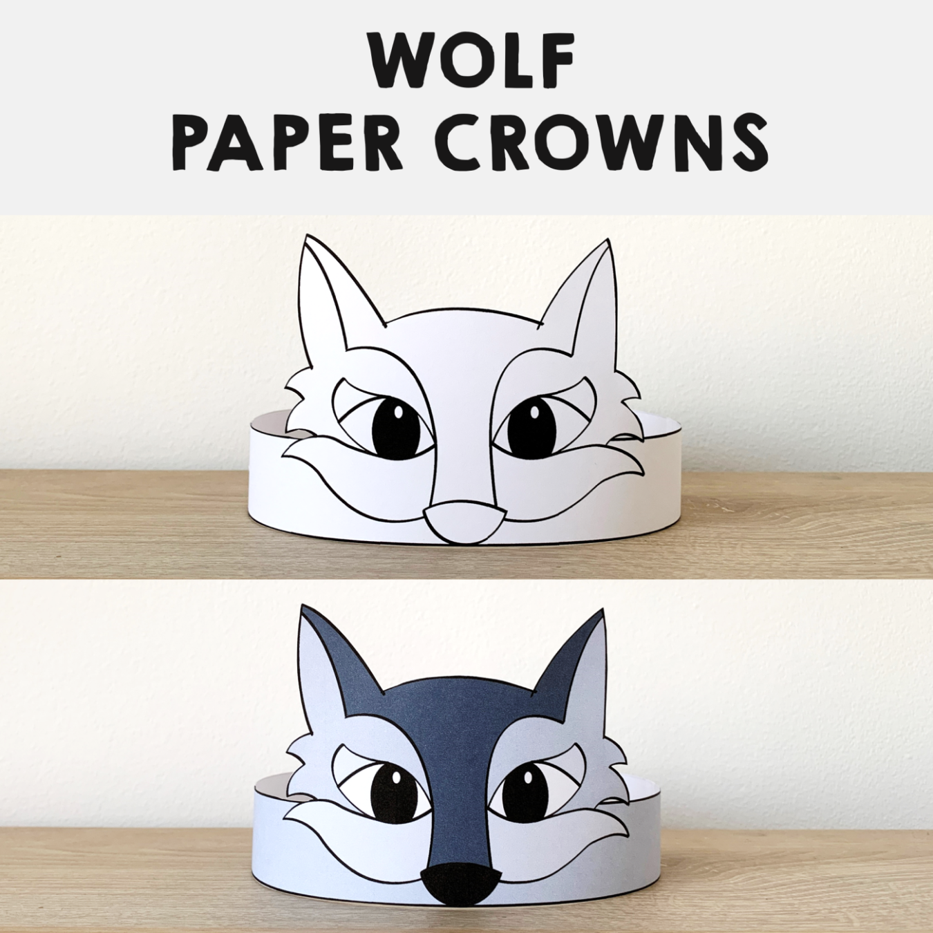 Wolf Paper Crowns Printable Coloring Craft | Made By Teachers