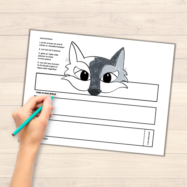 Wolf Paper Crowns Printable Coloring Craft | Made By Teachers