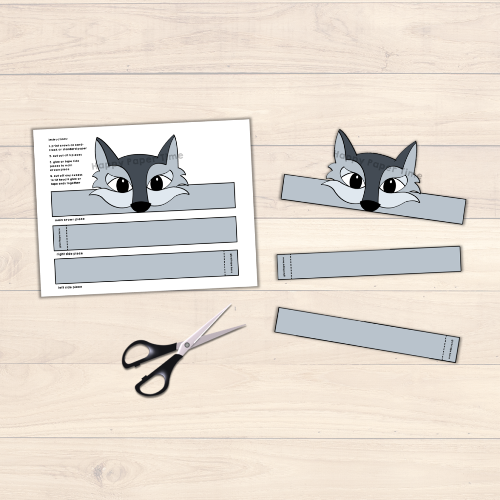 Wolf Paper Crowns Printable Coloring Craft | Made By Teachers