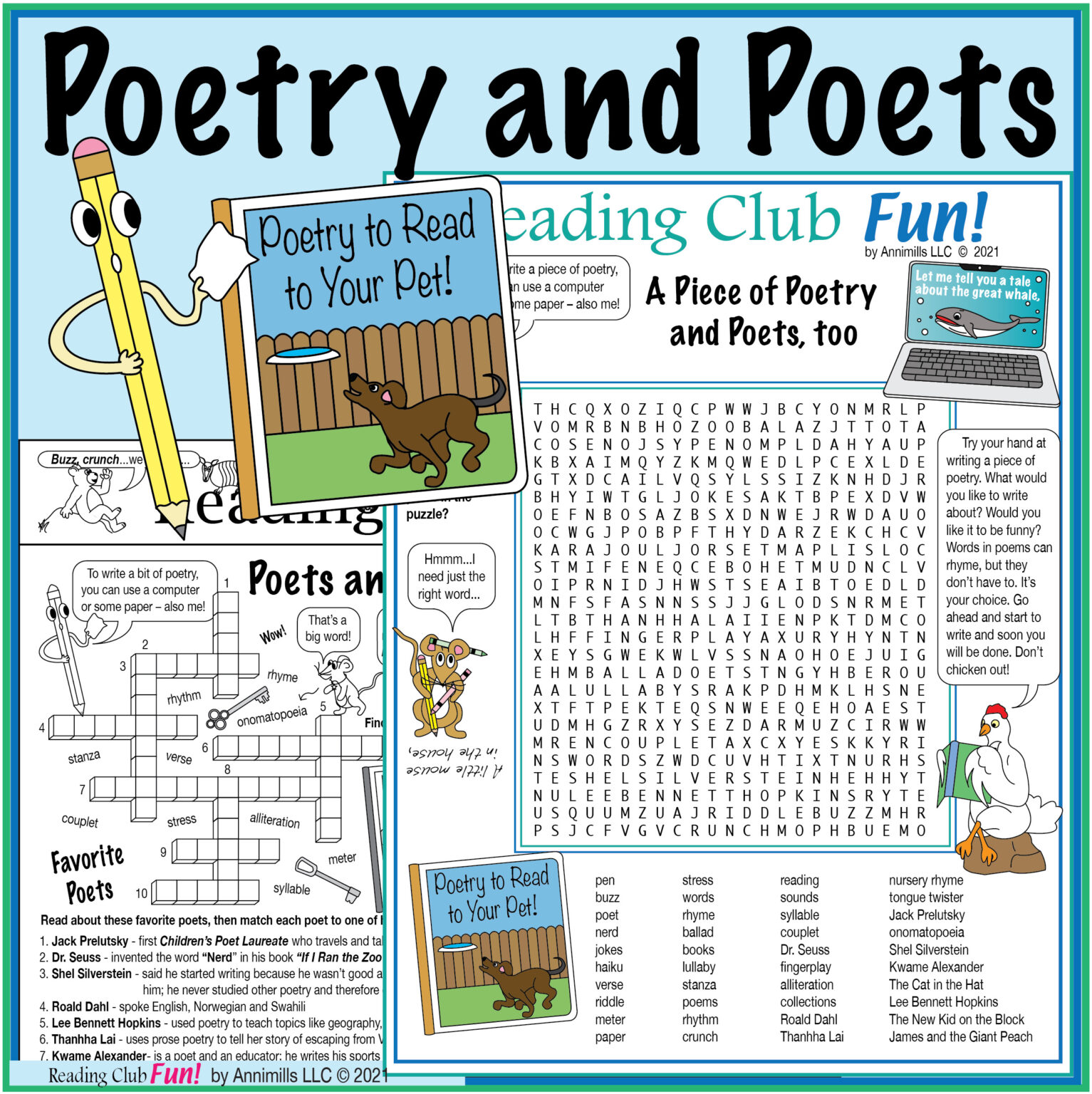 Poets and Poetry Printable Puzzle Set - Made By Teachers