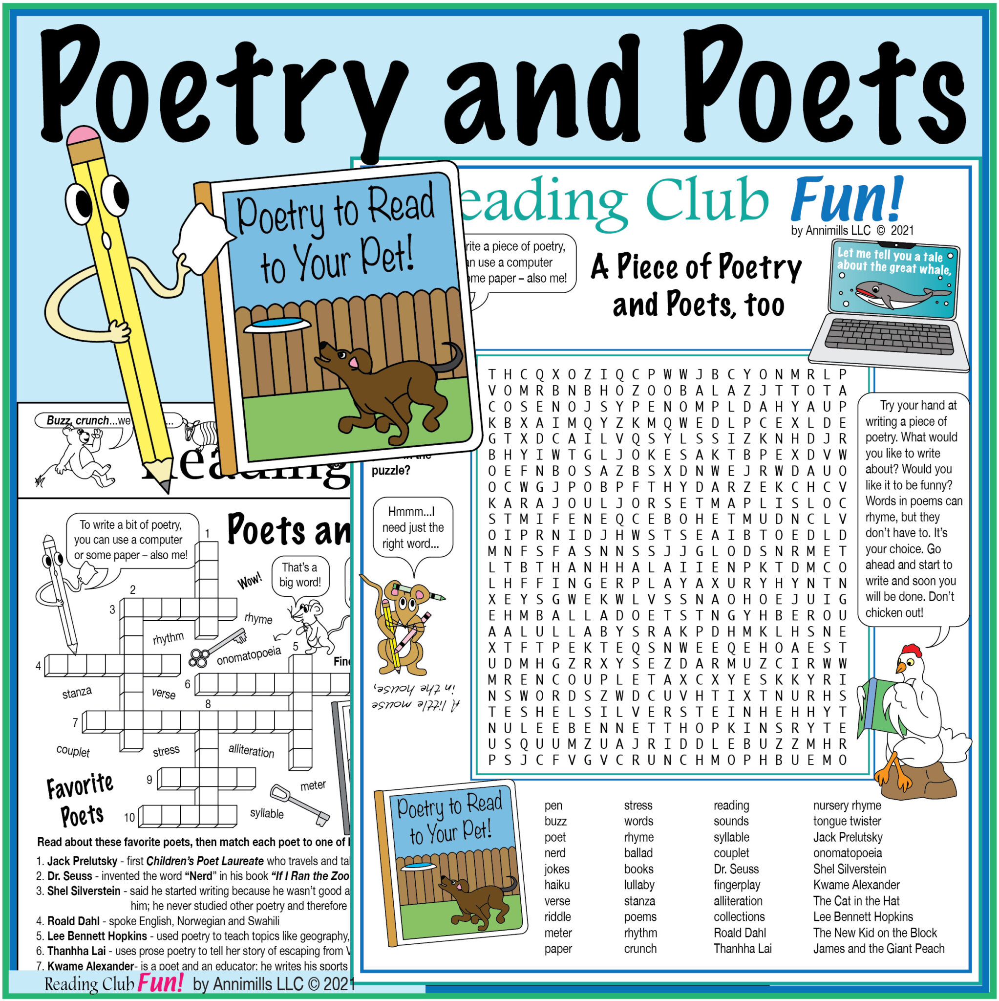 Poets and Poetry Printable Puzzle Set - Made By Teachers
