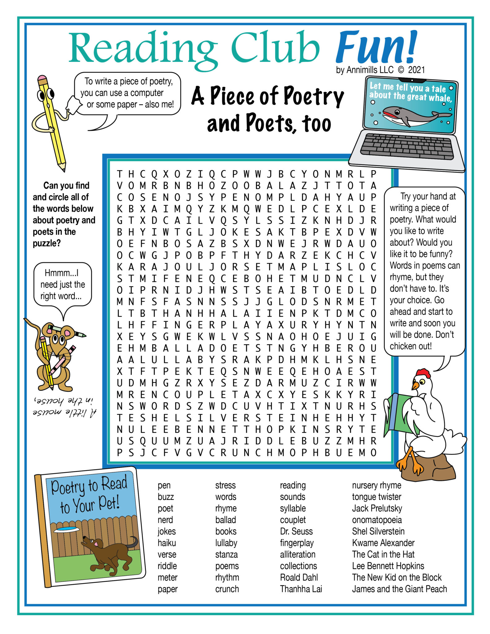 Poets and Poetry Printable Puzzle Set - Made By Teachers