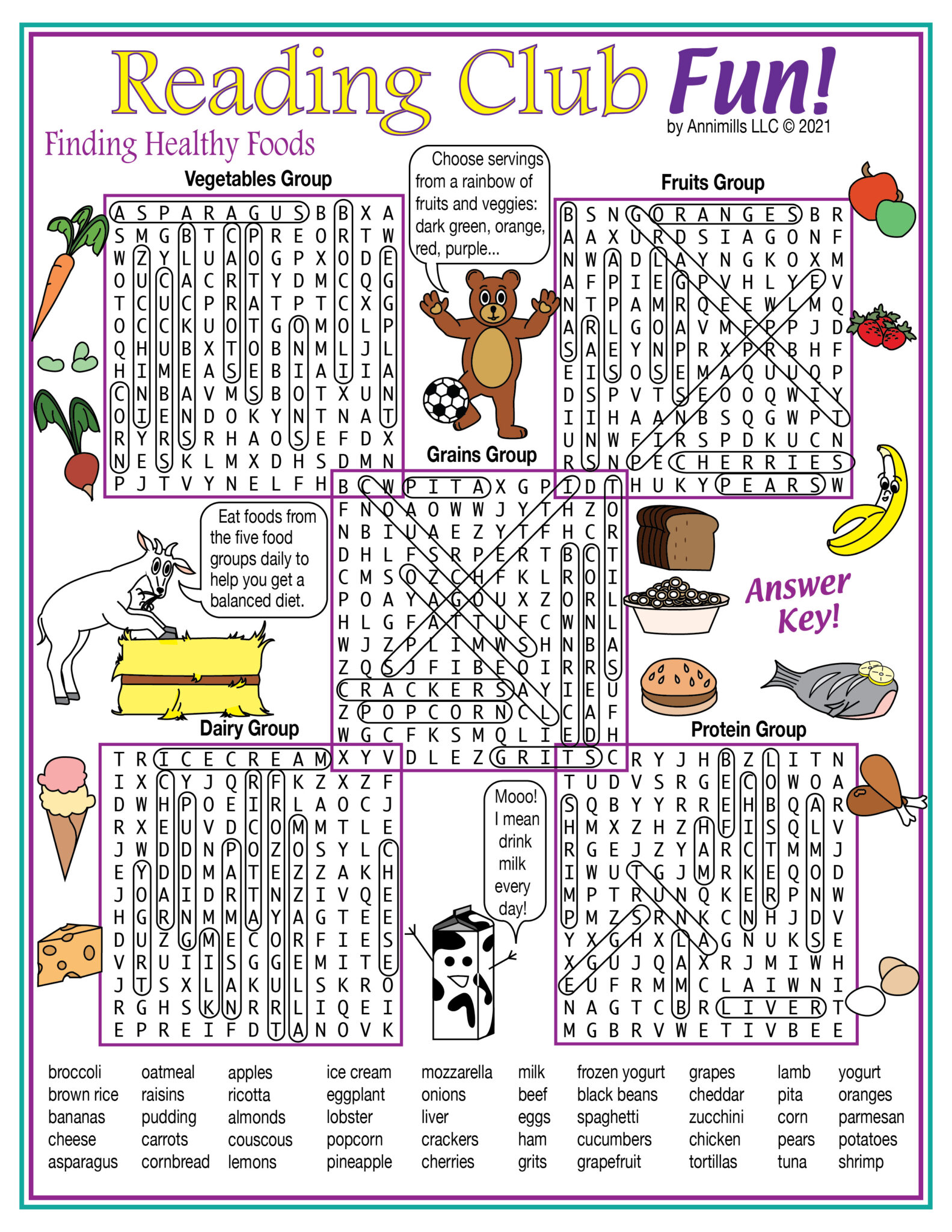 Nutrition and Food Groups Word Search Printable - Made By Teachers