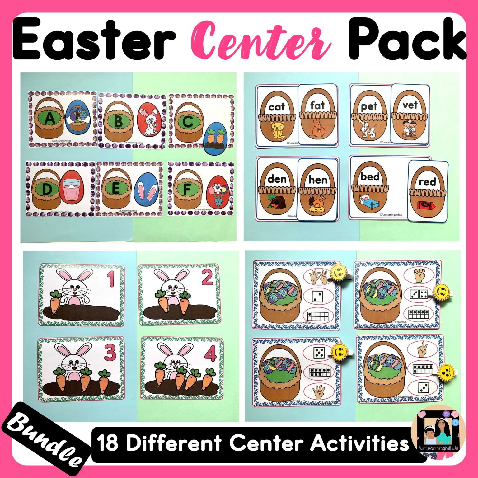 Easter Literacy &Math Centers Bundle - Made By Teachers