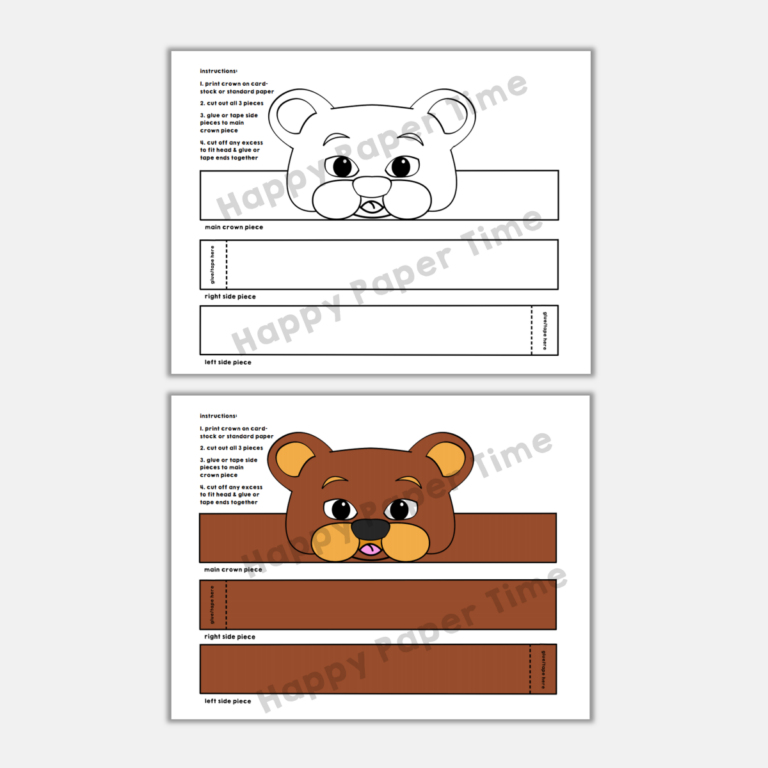 Bear Paper Crowns Printable Coloring Craft - Made By Teachers