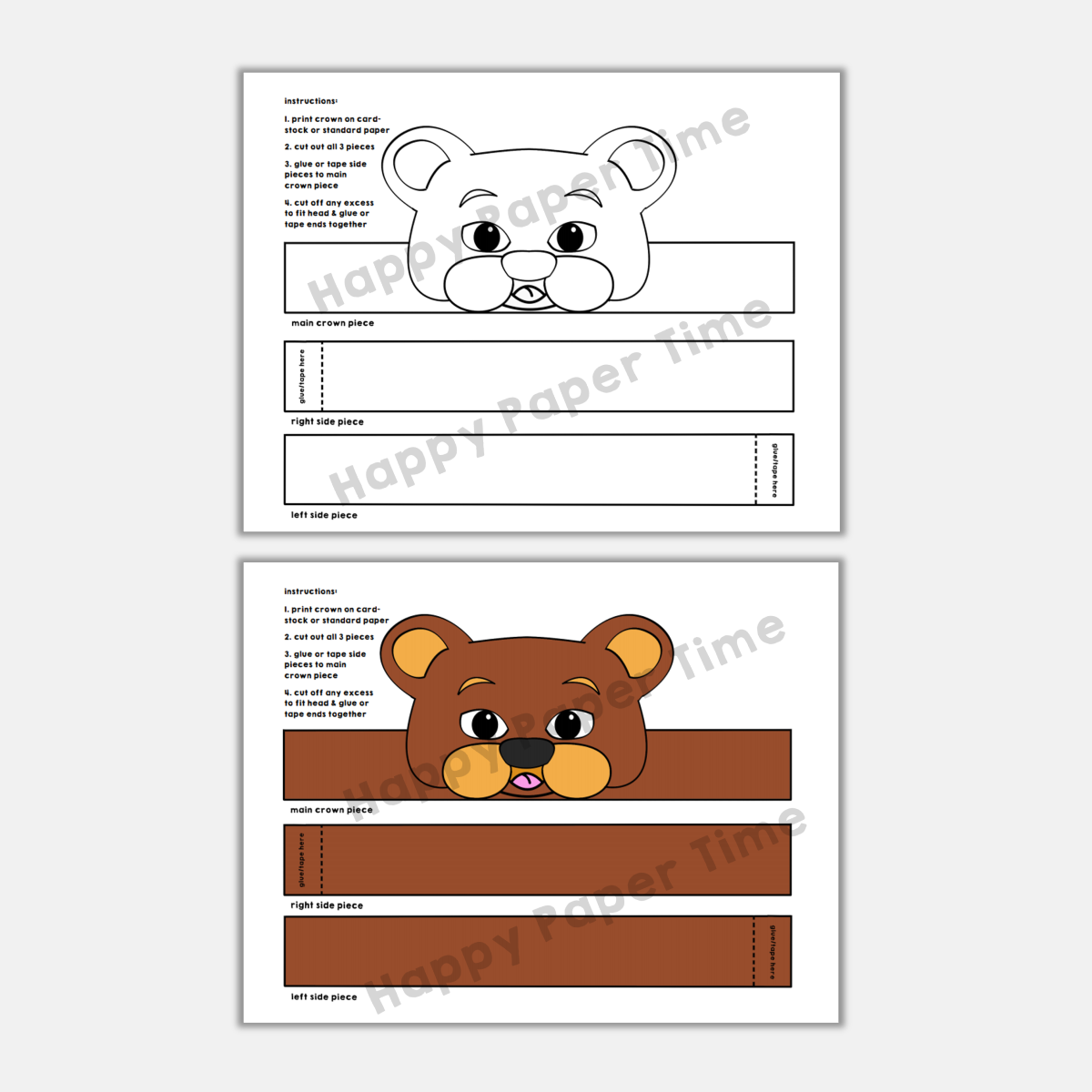 Bear Paper Crowns Printable Coloring Craft | Made By Teachers