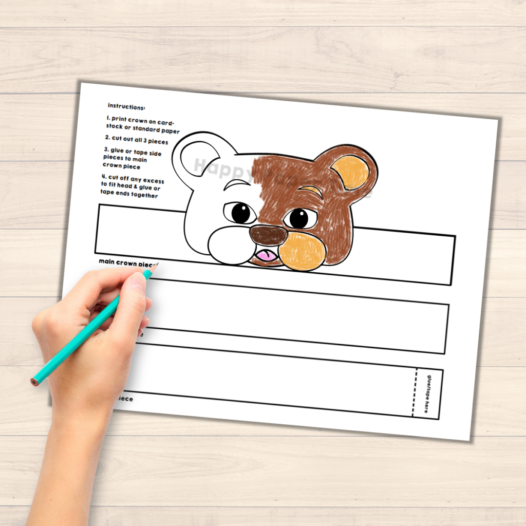 Bear Paper Crowns Printable Coloring Craft | Made By Teachers