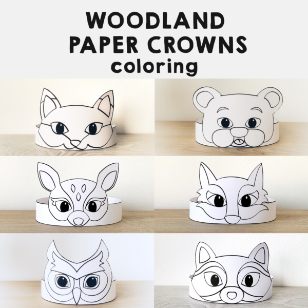 Woodland Animals Paper Crowns Coloring Craft | Made By Teachers