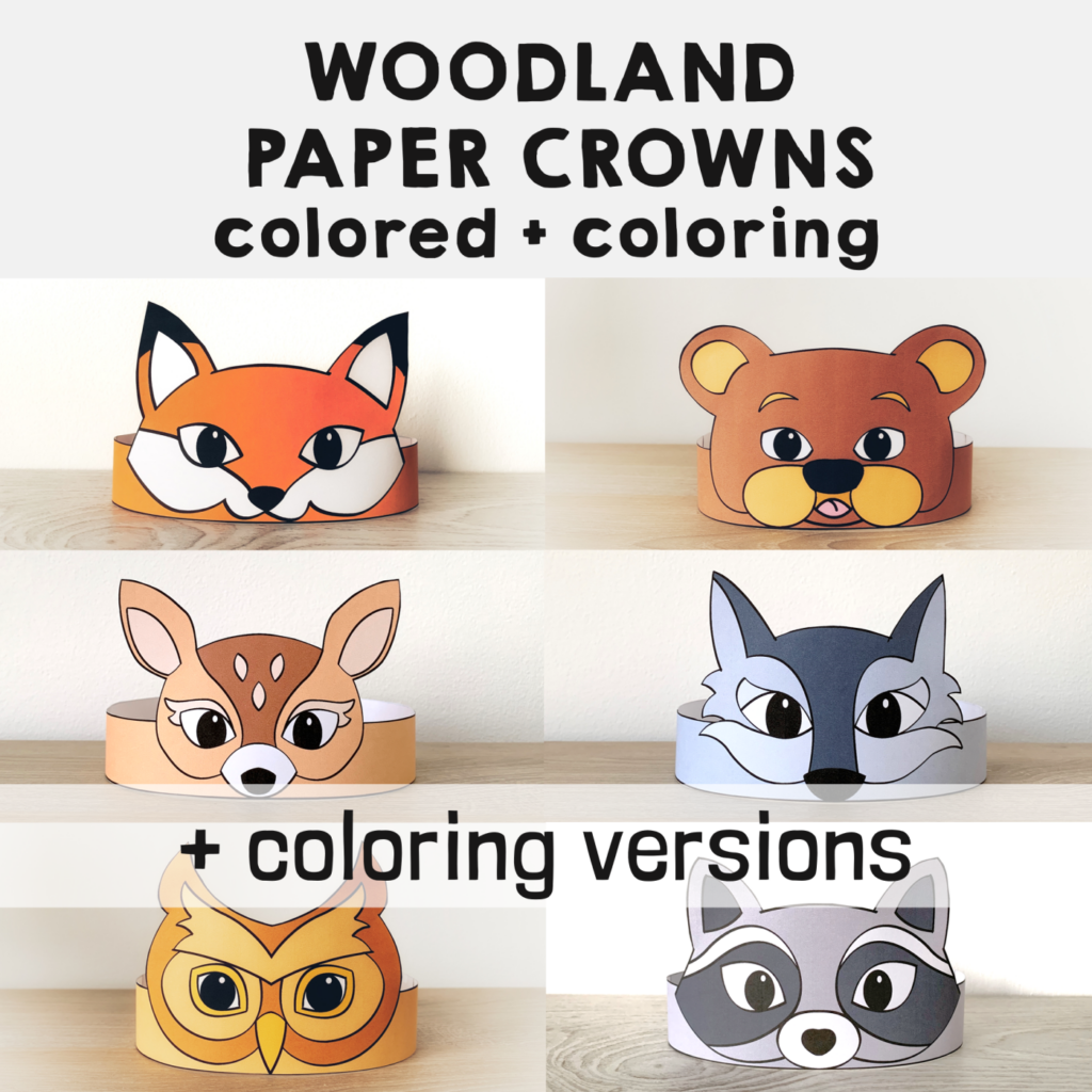 Woodland Animals Paper Crowns Coloring Craft | Made By Teachers