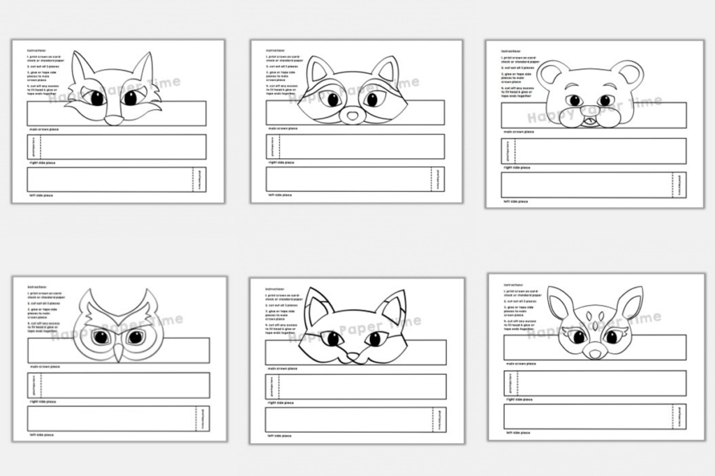 Woodland Animals Paper Crowns Coloring Craft | Made By Teachers