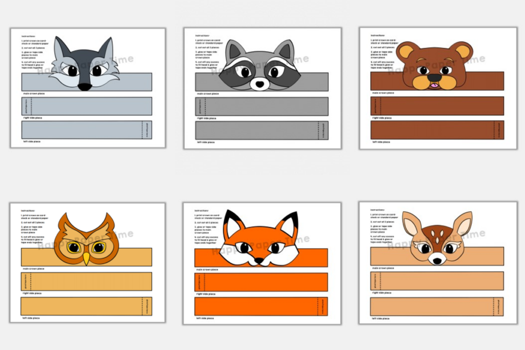 Woodland Animals Paper Crowns Coloring Craft | Made By Teachers