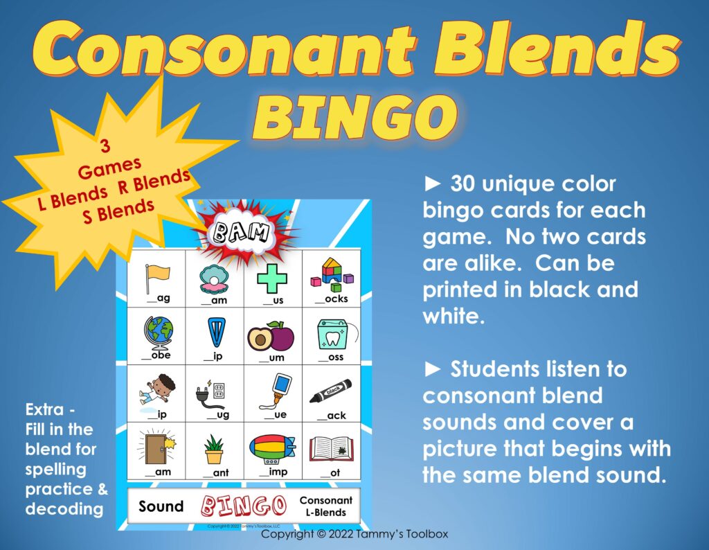 Beginning Consonant Blends Bingo Game - Made By Teachers