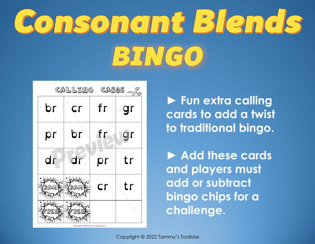 Beginning Consonant Blends Bingo Game - Made By Teachers