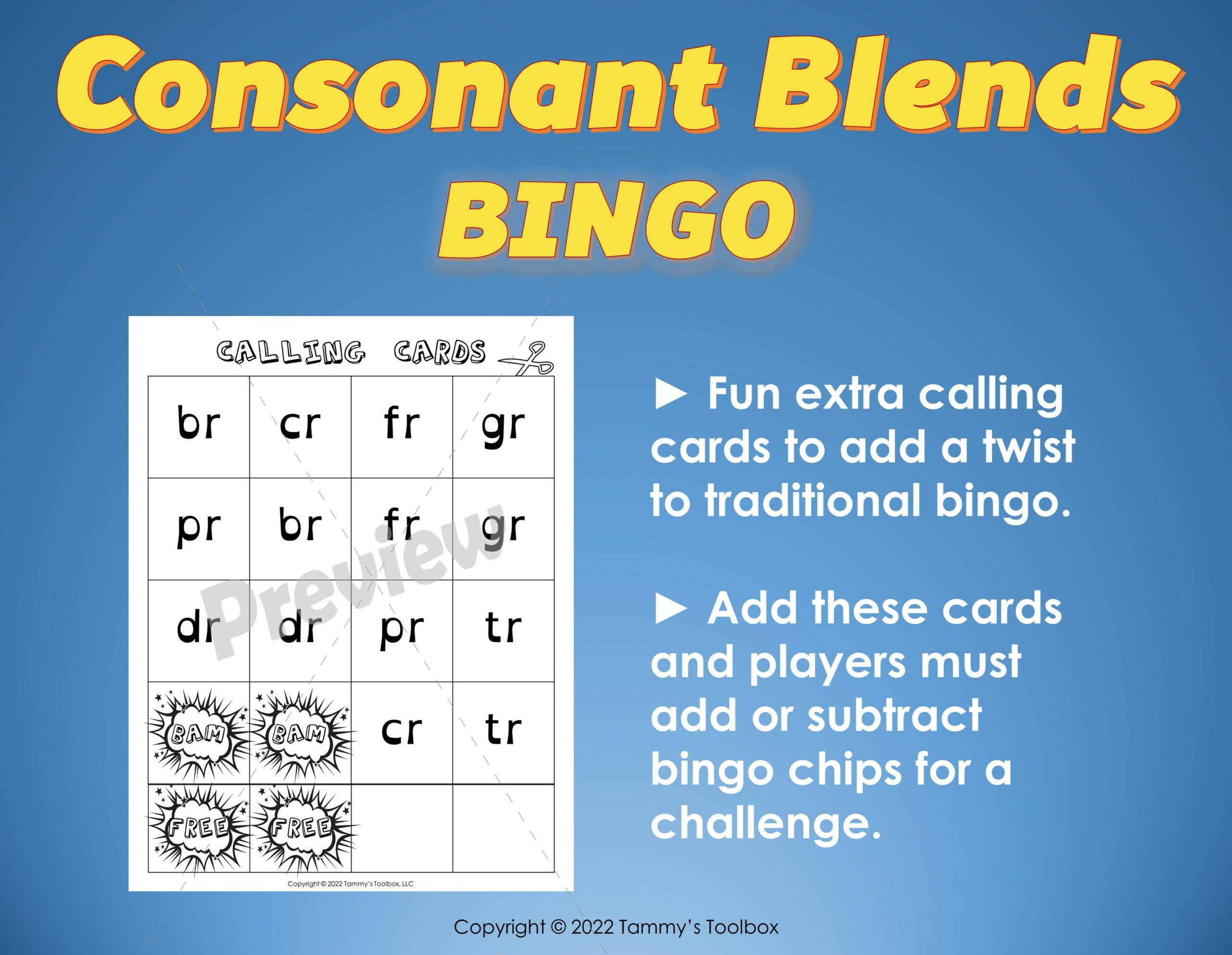 Beginning Consonant Blends Bingo Game - Made By Teachers