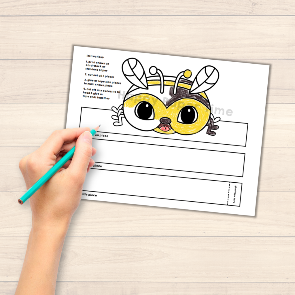 Bee Paper Crown Printable Coloring Craft | Made By Teachers