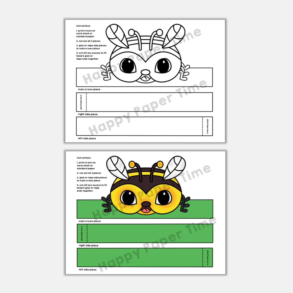 Bee Paper Crowns Printable Coloring Craft | Made By Teachers