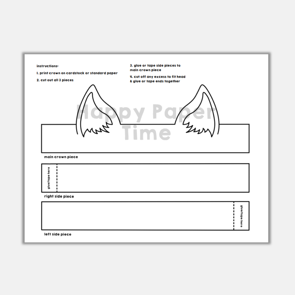 Cat Ears Paper Crown Printable Coloring Craft | Made By Teachers
