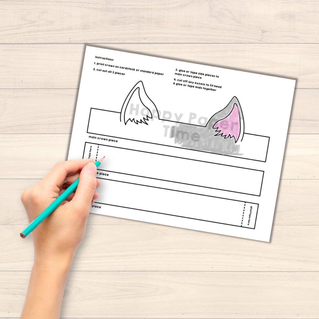 Cat Ears Paper Crown Printable Coloring Craft - Made By Teachers