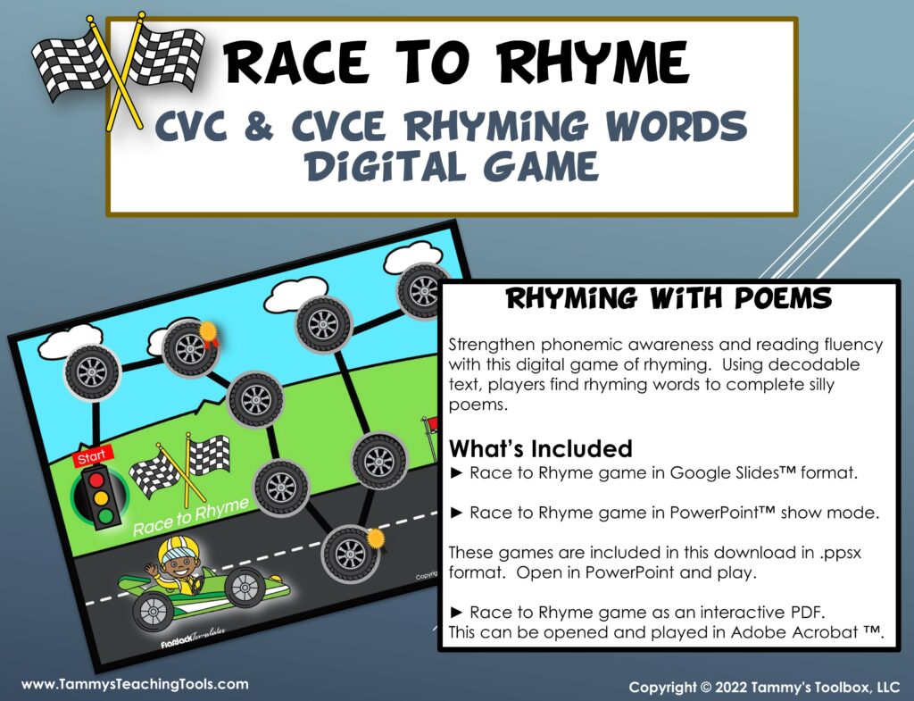 Digital Rhyming Words with Decodable Poems Game - Made By Teachers