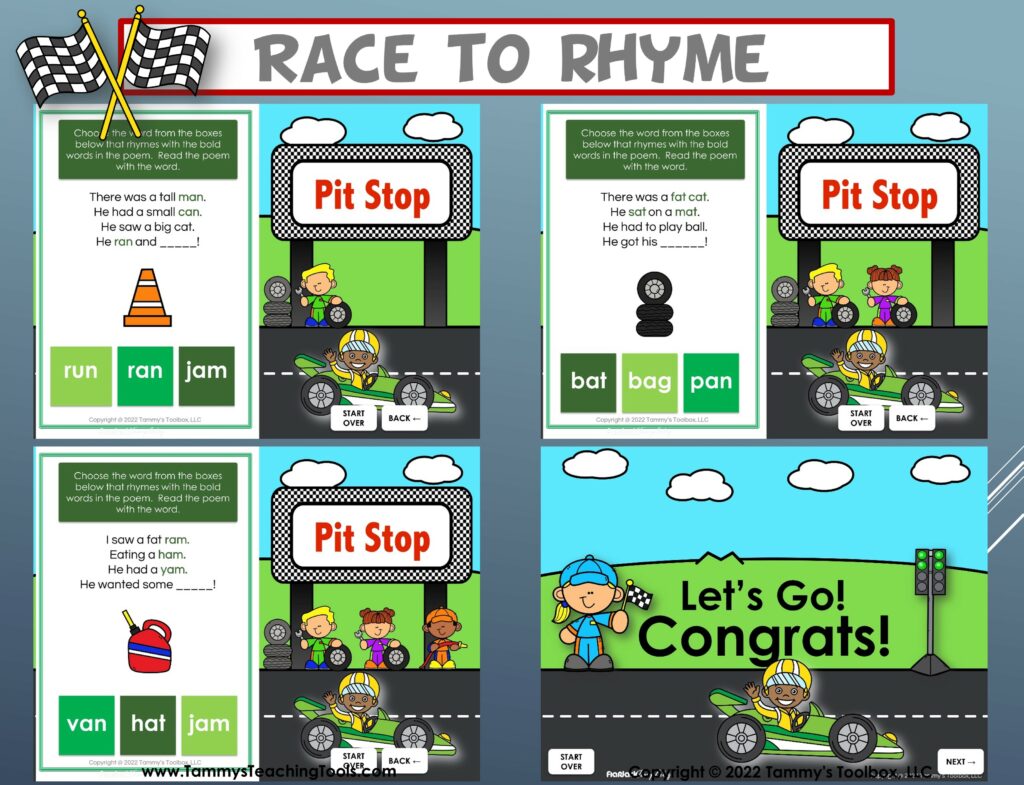 Digital Rhyming Words with Decodable Poems Game - Made By Teachers