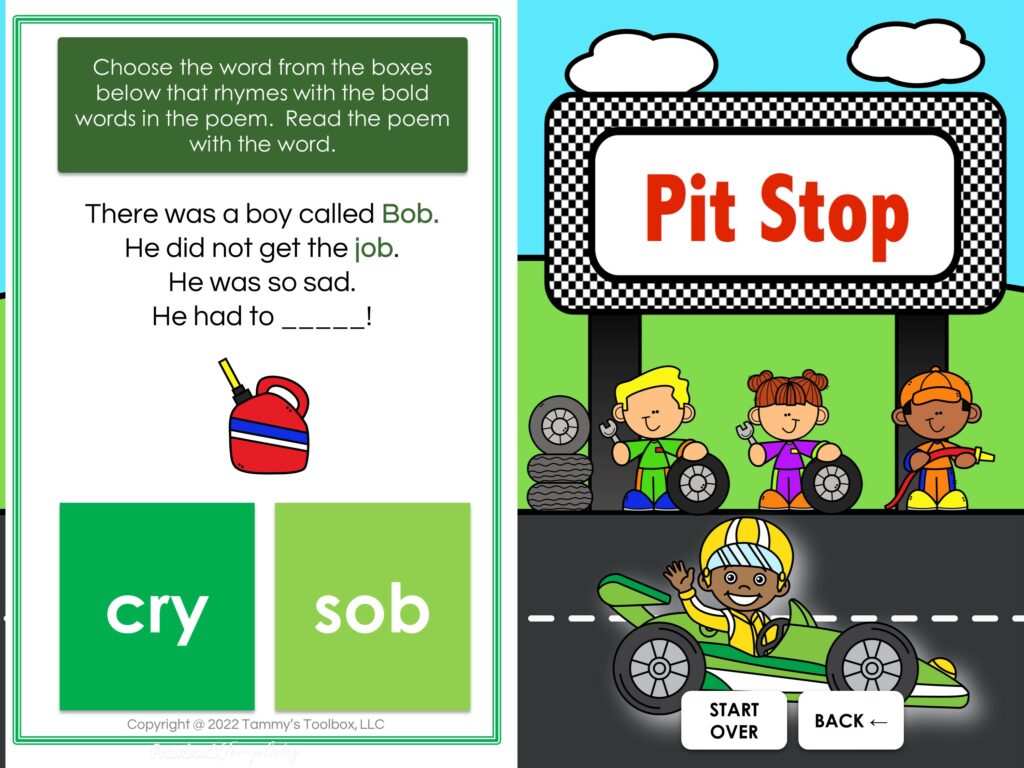 Digital Rhyming Words with Decodable Poems Game - Made By Teachers