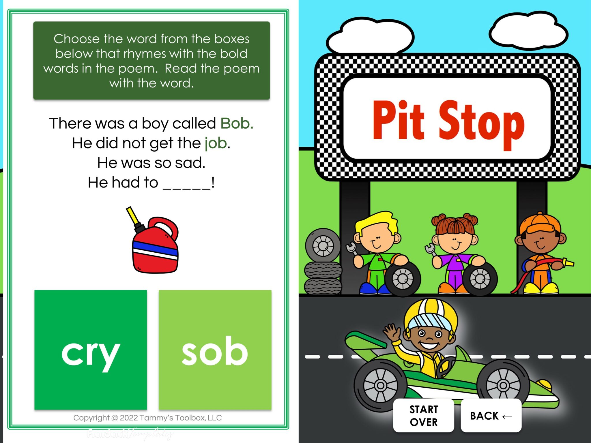 Digital Rhyming Words with Decodable Poems Game - Made By Teachers