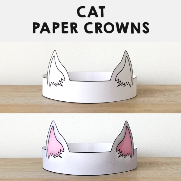 Cat Ears Paper Crown Printable Coloring Craft | Made By Teachers