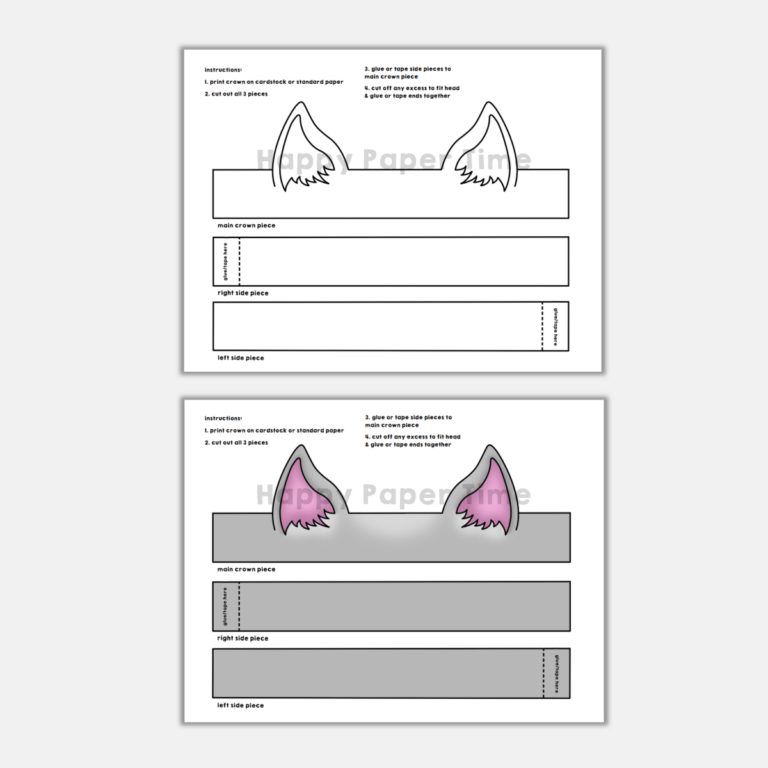 Cat Ears Paper Crown Printable Coloring Craft | Made By Teachers