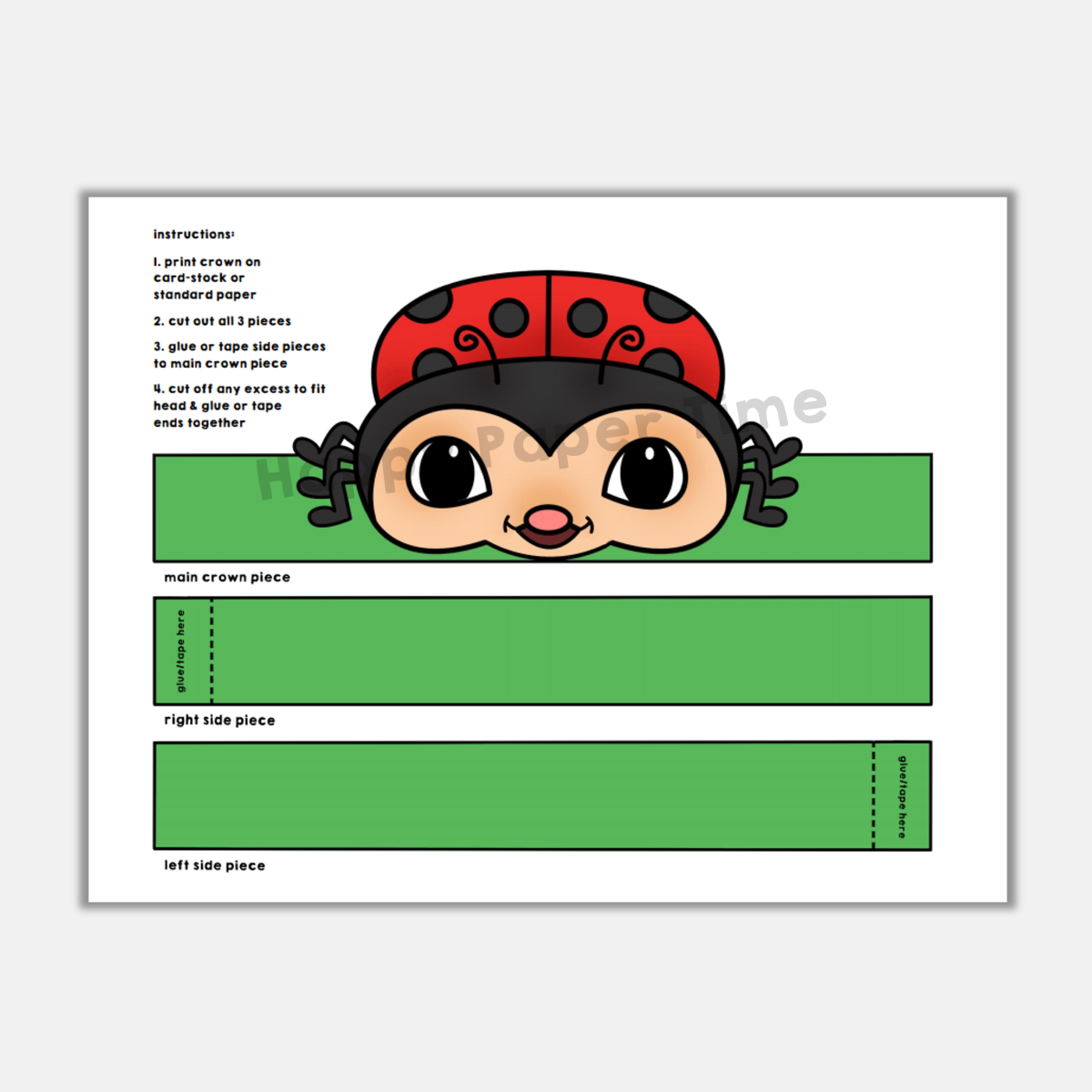 Ladybug Paper Crown Printable Costume Craft | Made By Teachers