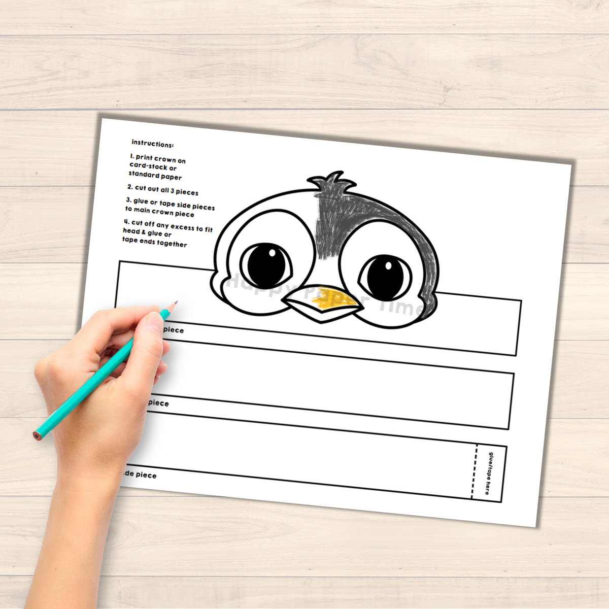 Penguin Paper Crown Printable Coloring Craft | Made By Teachers