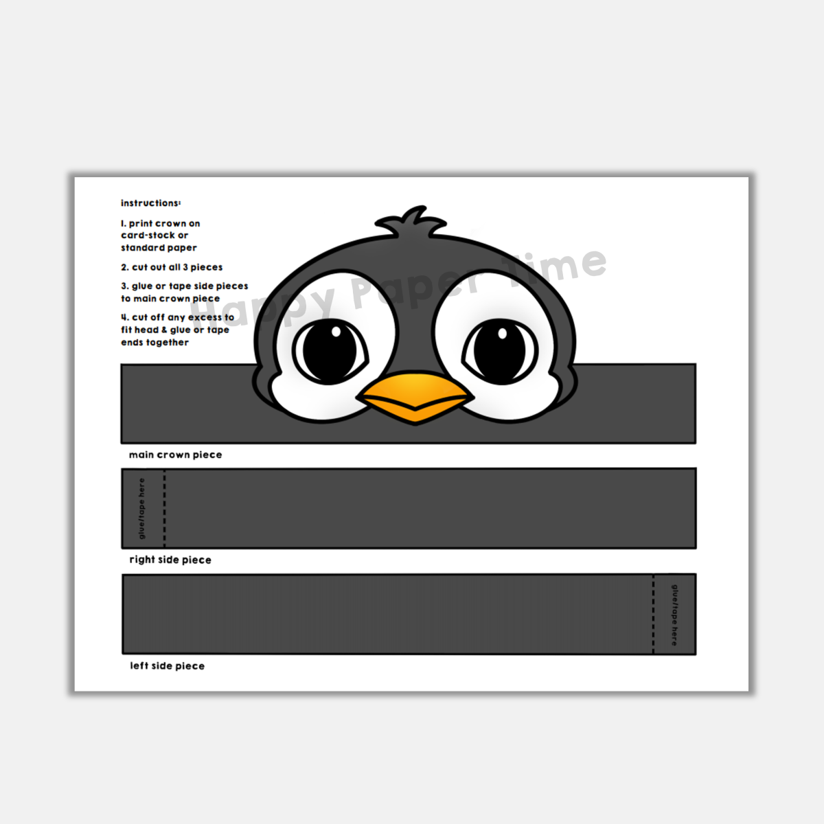 Penguin Paper Crown Printable Costume Craft | Made By Teachers